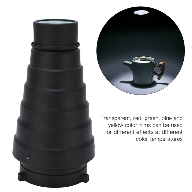 FLASH SNOOT MOUNT Conical Snoot Kit Optical Photography Flash Condenser ...