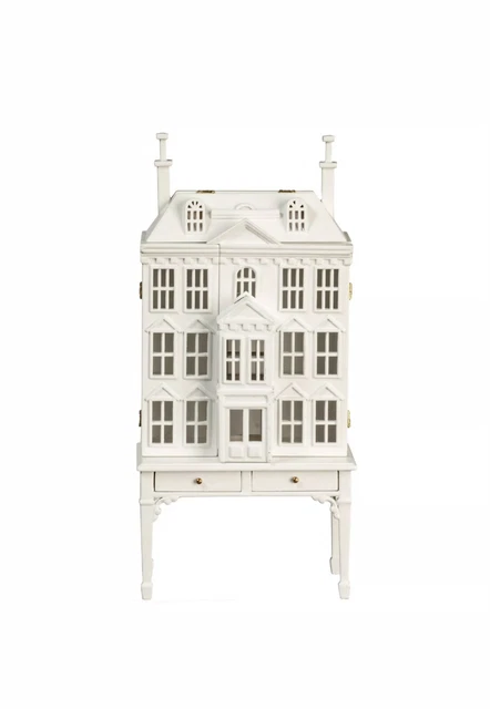 JBM PICKERING 1:144 Scale Dollhouse with Table White 4 Level Miniature ...