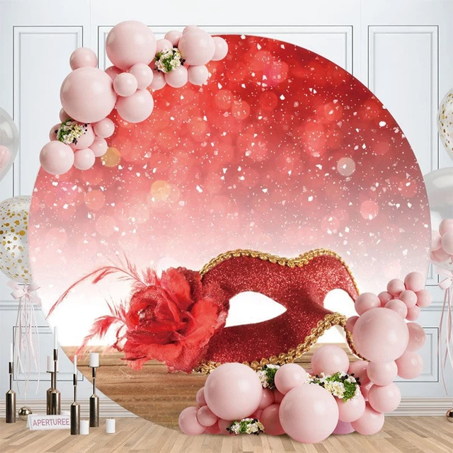 RED BOKEH MASK Round Birthday Party Backdrop $37.90 - PicClick AU