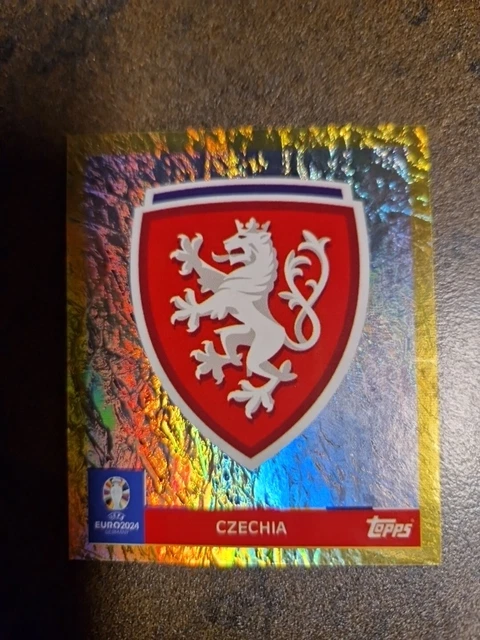 TOPPS EURO 2024 sticker - SWISS SUPER RARE SHINY GOLD CZECHIA LOGO $8. ...