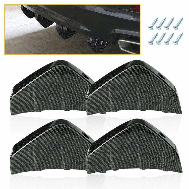 UNIVERSAL REAR BUMPER Diffuser Fin Spoiler Lip 4 Wing Splitter Carbon ...