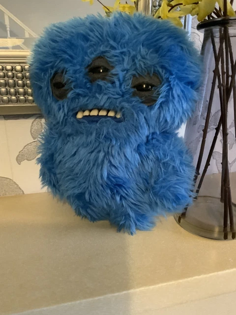 FUGGLER FUNNY UGLY Monster blue Toy 3 eyes plush annoyed Alien Tag Cut ...