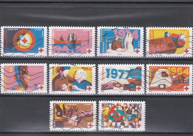 FRANCE 2024. 160 Ans De La Croix-Rouge Serie De 10 Timbres Autoadhesif Obliteres EUR 12,00 ...