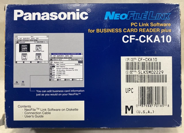PANASONIC NEOFILE CF-CR100 Business Card Reader Plus & CF-CKA10 PC Link ...