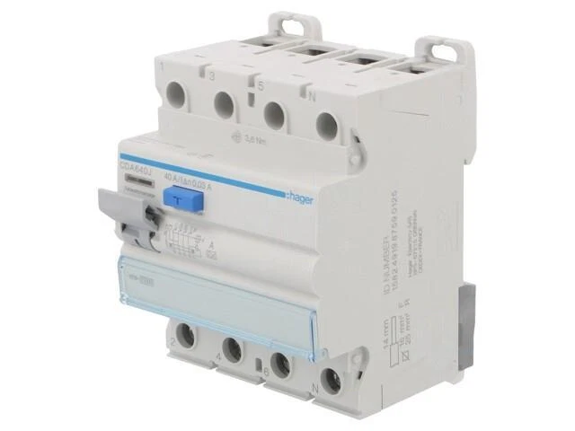 CDA640J RCD-SCHALTER LNENN: 40A IDiff: 30mA Stoßstrom: 250A Pole: 3+N ...