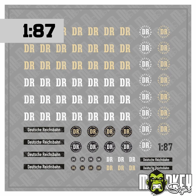 MEHRTEILIGES SET DEUTSCHE Reichsbahn Beschriftung Decals DDR 1:87 Spur ...