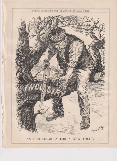 1922 DESSIN ANIMÉ punch ancienne formule pour nouveau travail folie scier la branche sur ...