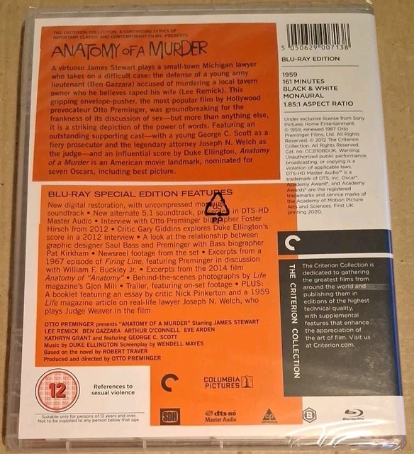 ANATOMY OF A Murder - The Criterion Collection UK (Blu-ray, 2020) £15. ...
