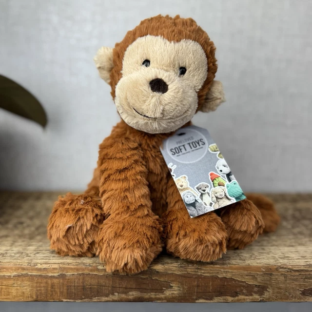 JELLYCAT FUDDLEWUDDLE MONKEY - Rust Brown Monkey Textured Beanie Soft ...