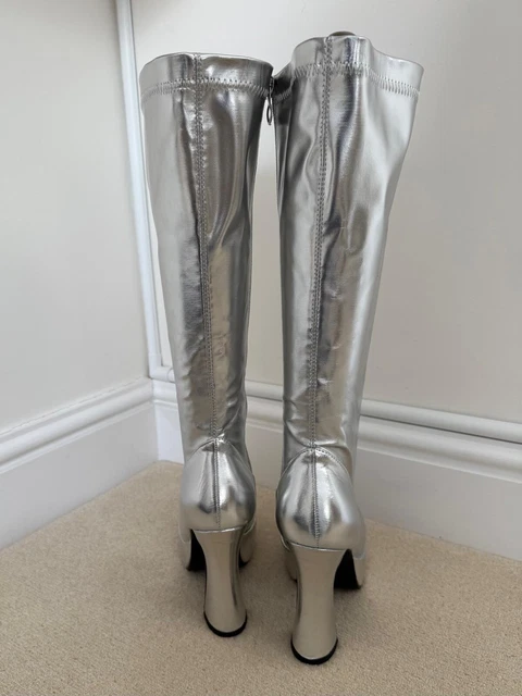 WOMEN'S SILVER GO Go Platform Party Boots UK6/EU 39 £15.28 - PicClick UK