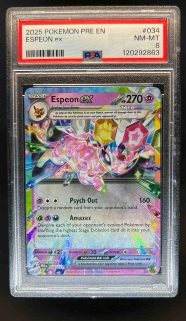 2025 POKEMON SV Prismatic Evolutions PRE EN Espeon ex #034/131 PSA 8 £6 ...