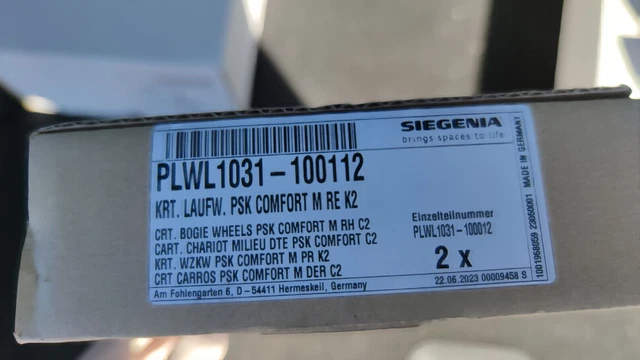 SIEGENIA KARTON LAUFWAGEN PSK Comfort Rechts PLWL1031-100112 EUR 119,00 ...