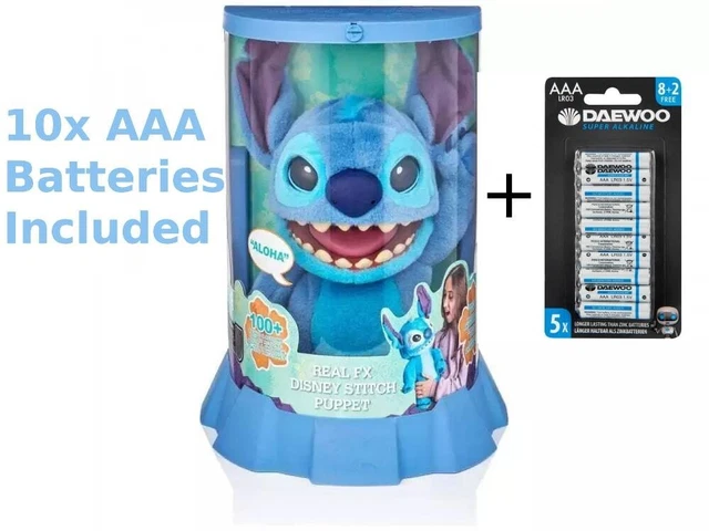 REAL FX DISNEY Stitch Puppet Interactive Toy + 10 AAA Alkaline ...