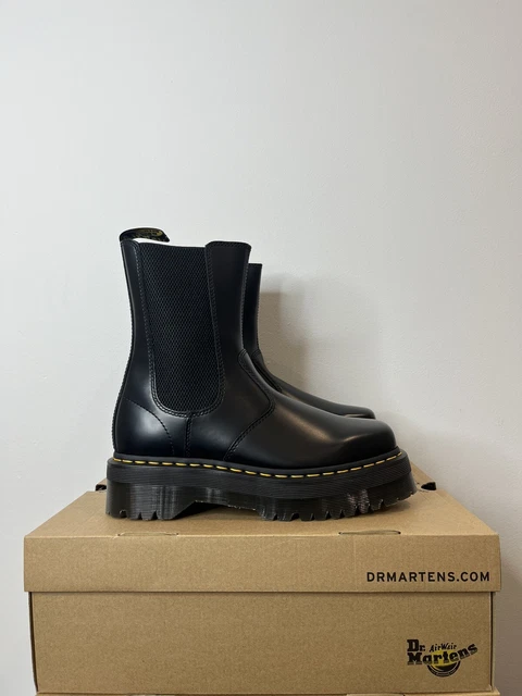 DR MARTENS BLACK 2976 Hi Quad Squared Platform Boots Uk 7 Eu 41 £109.99 ...