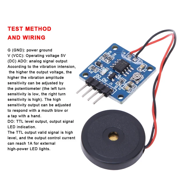 PIEZOELECTRIC VIBRATION KNOCK Sensor Module Vibration Switch Module 5 ...