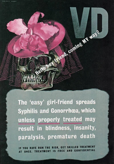 WB22 VINTAGE WW2 VD Syphilis Gonorrhoea British WWII War Health Poster ...