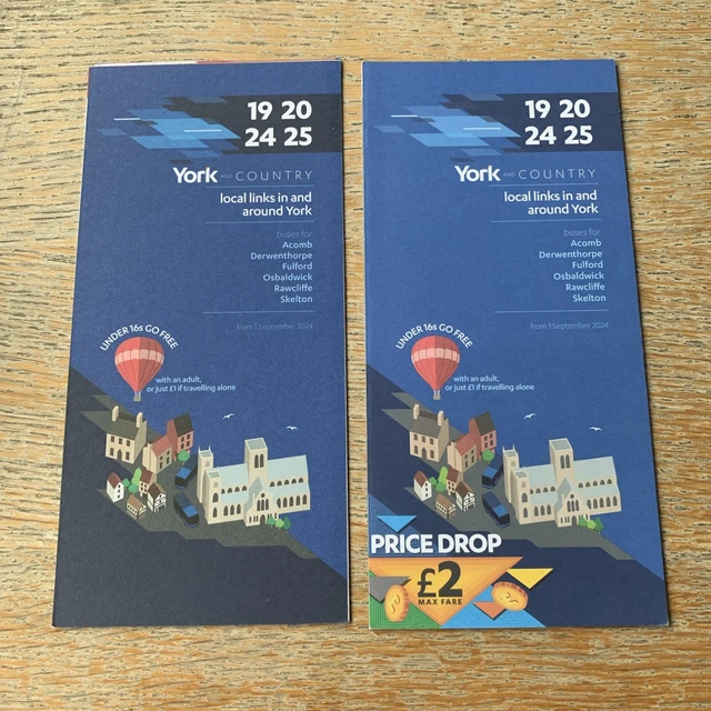 TRANSDEV: YORK & Country- 2 x bus timetables for York local routes Sept ...