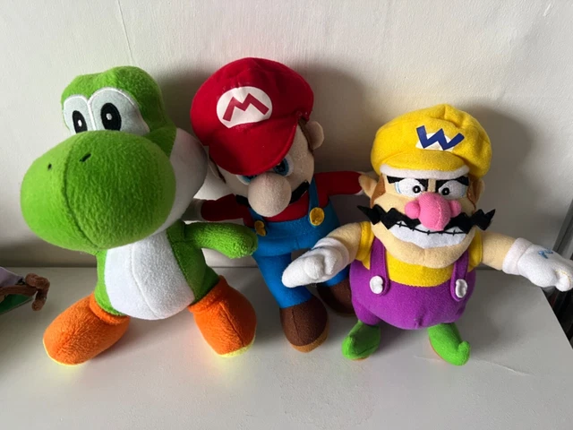 NINTENDO SUPER MARIO Bros Plush x 3 Mario Yoshi Wario Small ...