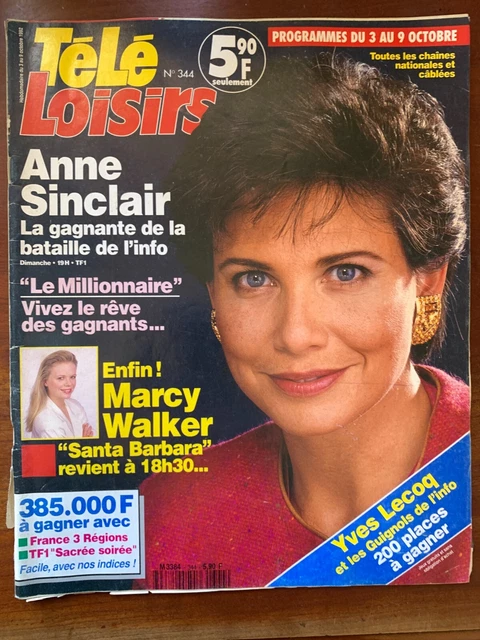 TÉLÉ LOISIRS 3/10/1992; Anne Sinclair/ E. Leclerc/ Yves Lecoq/ Cantien Dominiq EUR 4,00 ...
