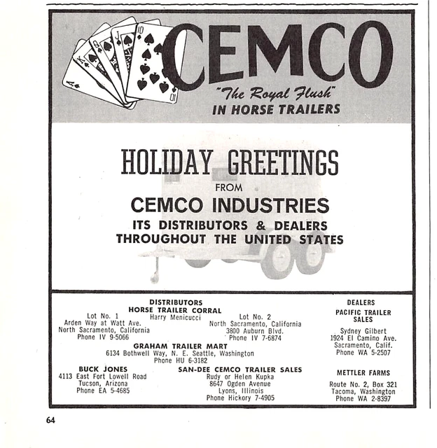 CEMCO INDUSTRIES ROYAL Flush in Horse Trailers Equine Gear Vtg Magazine ...