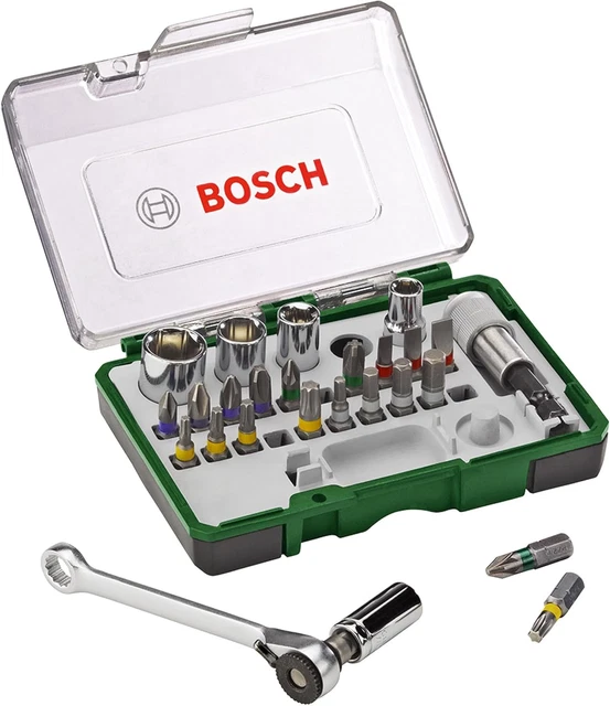 BOSCH 27TLG. SCHRAUBERBIT und Ratschen-Set (PH, PZ, Hex, T, S-Bit, Zubehör) EUR 21,18 - PicClick DE