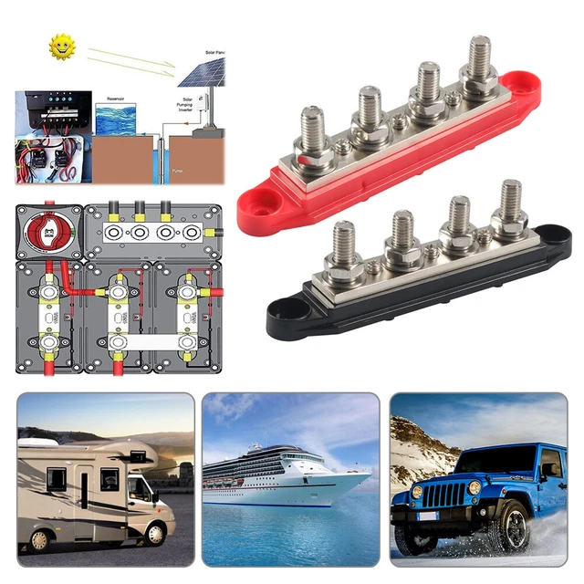 R# 4 X 3/8 Inch Bus Bar Terminal M10 12V 300A Battery Power Distribution Block EUR 27,47 ...