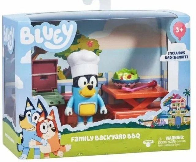 DISNEY BLUEY FAMILY Backyard BBQ Play Set Dad Bandit Picnic Table Grill ...