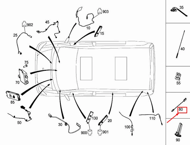 MERCEDES-BENZ VITO W447 Antenna Line A4478208500 NEW GENUINE £96.56 ...