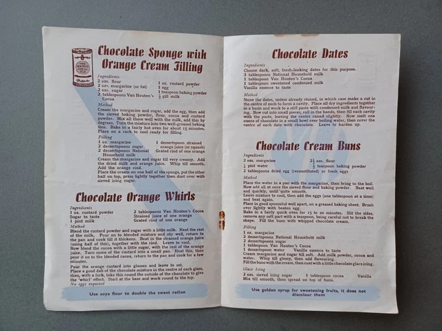 1940S VAN HOUTEN'S COCOA RECIPE BOOKLET "HOW TO MAKE FOURTEEN EXTRA ...