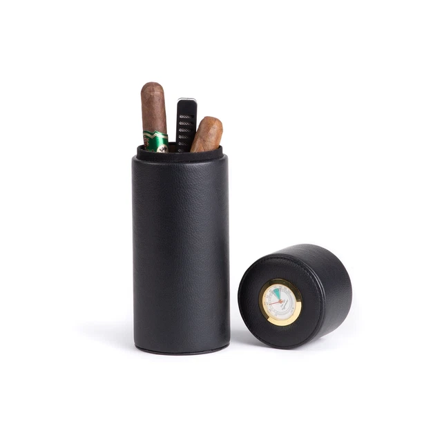 TRAVEL CIGAR HUMIDOR Up To 5 Cigars Portable Cedar Wood case Built In ...