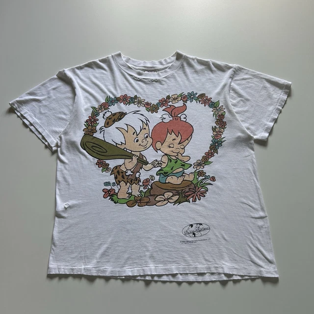 VINTAGE 90S 1994 The Flintstones Pebbles & Bam Bam Cartoon Graphic T ...