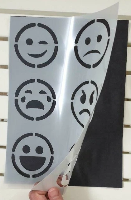 SMILEY FACE EMOJI no2 Stencil MYLAR A4 sheet strong reusable wall Art ...