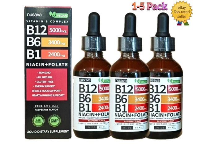 NUSAVA VITAMIN B12 B6 Liquid Drops, B12 Sublingual B Complex B12 5 ...