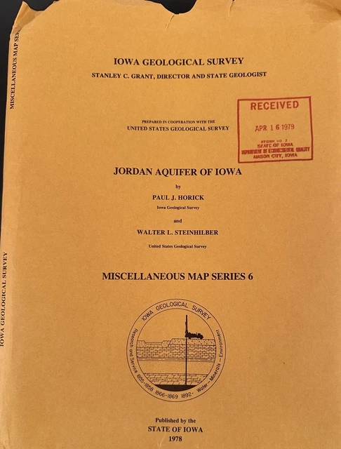 3 MAPS, JORDAN Aquifer Of Iowa, Gological Survey Misc. Map Series #6 ...