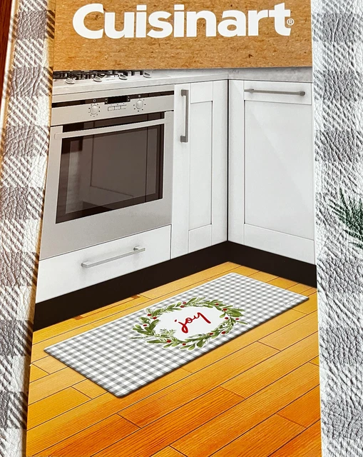 CUISINART CHRISTMAS ANTI Fatigue Kitchen Mat Joy Gray Plaid 18x30 NWT £ ...
