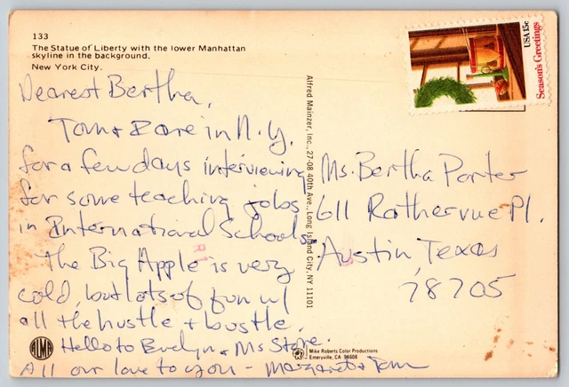 POSTCARD CONTINENTAL - Statue of Liberty w Twin Towers - New York City ...