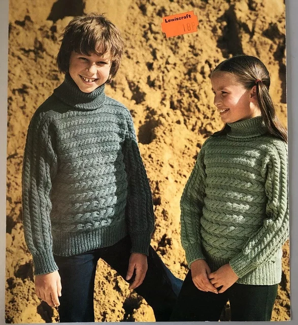 VINTAGE/RETRO, BOYS/GIRLS DK Cable Jumper Knitting Pattern Copy Size 24 ...