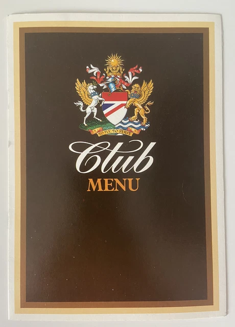 BRITISH AIRWAYS CLUB Menu 1980s £7.05 - PicClick UK