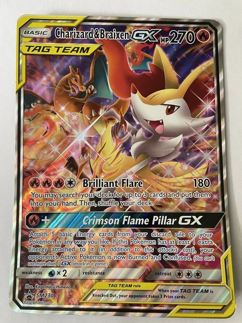CARTE POKÉMON CHARIZARD & Braixen GX SM230 JUMBO Black Star Anglais NEUF EUR 19,90 - PicClick IT