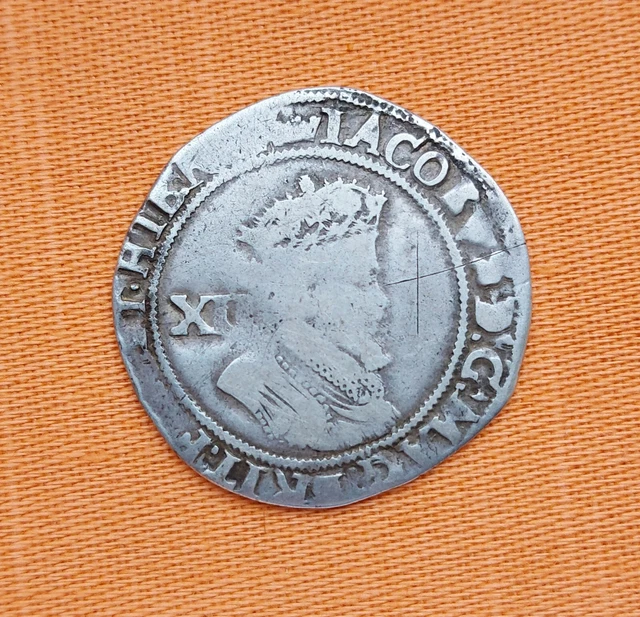 JAMES I HAMMERED Silver Shilling - 2nd Coinage - mm Coronet over ? £95. ...