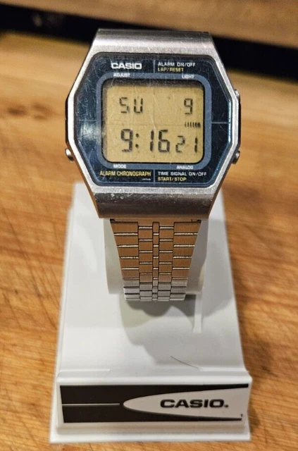 CASIO &BLUE THUNDER& Watch A202 Solid Stainless Steel w Box & New Glass ...