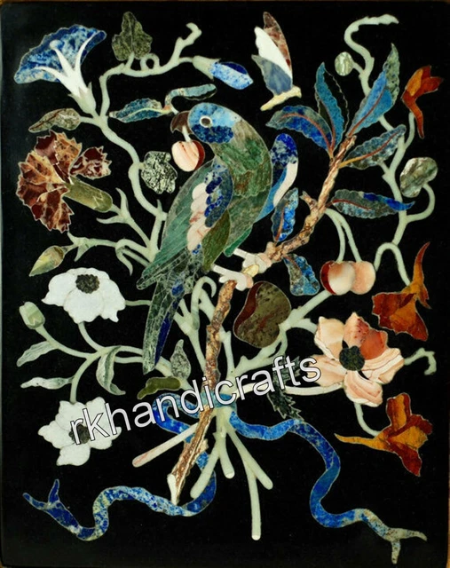 MOTIF FLORAL INCRUSTATION Travail Café Nappe Rectangle Noir Marbre ...