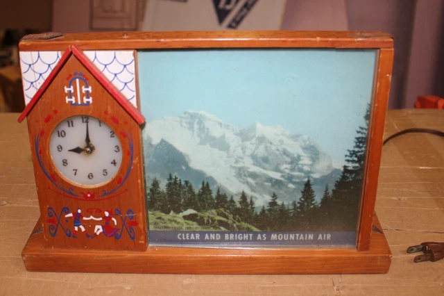 VINTAGE 1950'S BUSCH Bavarian Beer Bar Tavern Lighted Clock Sign NICE ...