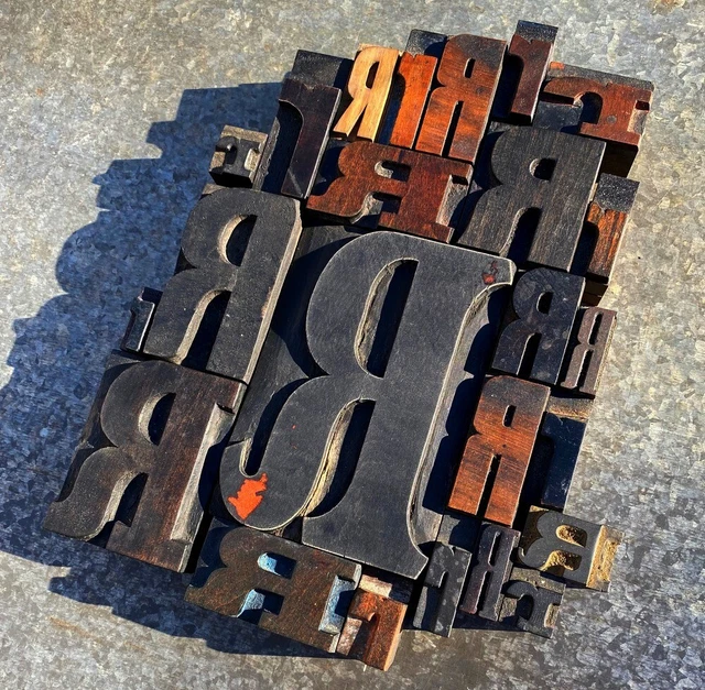 RRRR CARACTERES IMPRIMERIE en bois typographie imprimer lettres ...