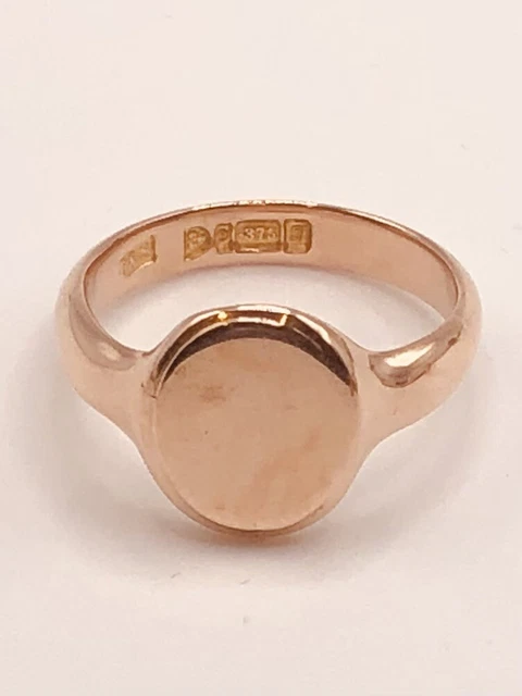 HUGE 9CT ROSE Gold Signet Ring Antique Hallmark Chester 1919 Size T.5-U ...