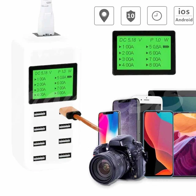 8-PORT SMART MULTI USB AC Wall Charger Hub Smart Fast Wall Charging ...
