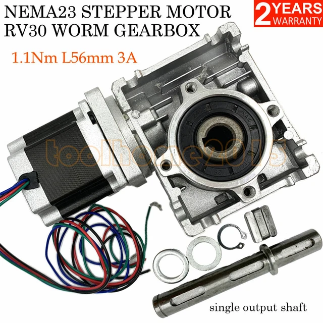 1.1NM NEMA23 STEPPER Motor L56mm 3A & RV30 Worm Gearbox 40:1 Reducer ...