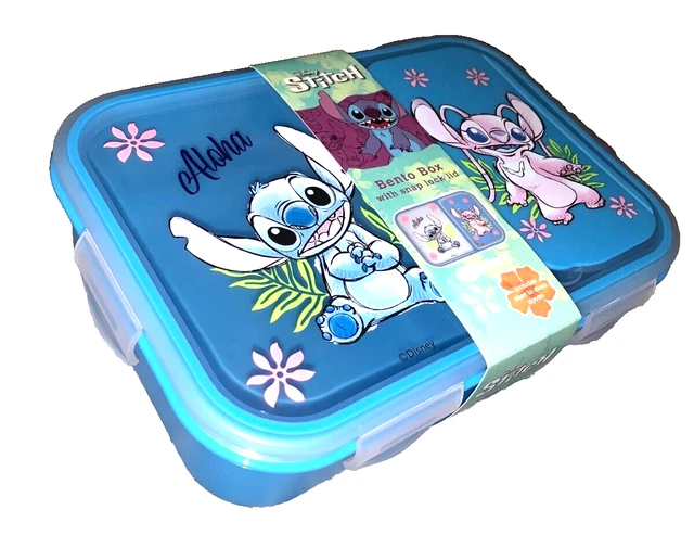 DISNEY STITCH & ANGEL Bento Box with Snap Lock Lid Double Compartment ...