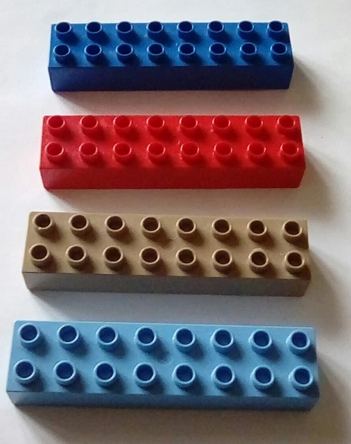 4 LEGO DUPLO Bricks Building Blocks Mixed Colours Brown Blue Red 8x2 ...