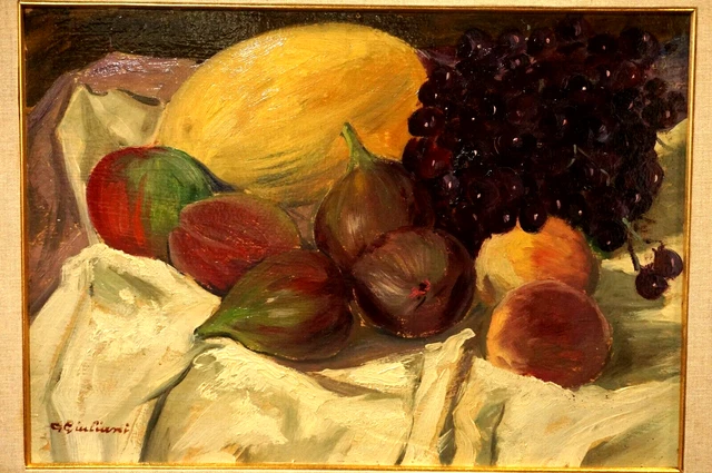 DIPINTO QUADRO OLIO su tavola Giovanni Giuliani Natura morta 1900 ...